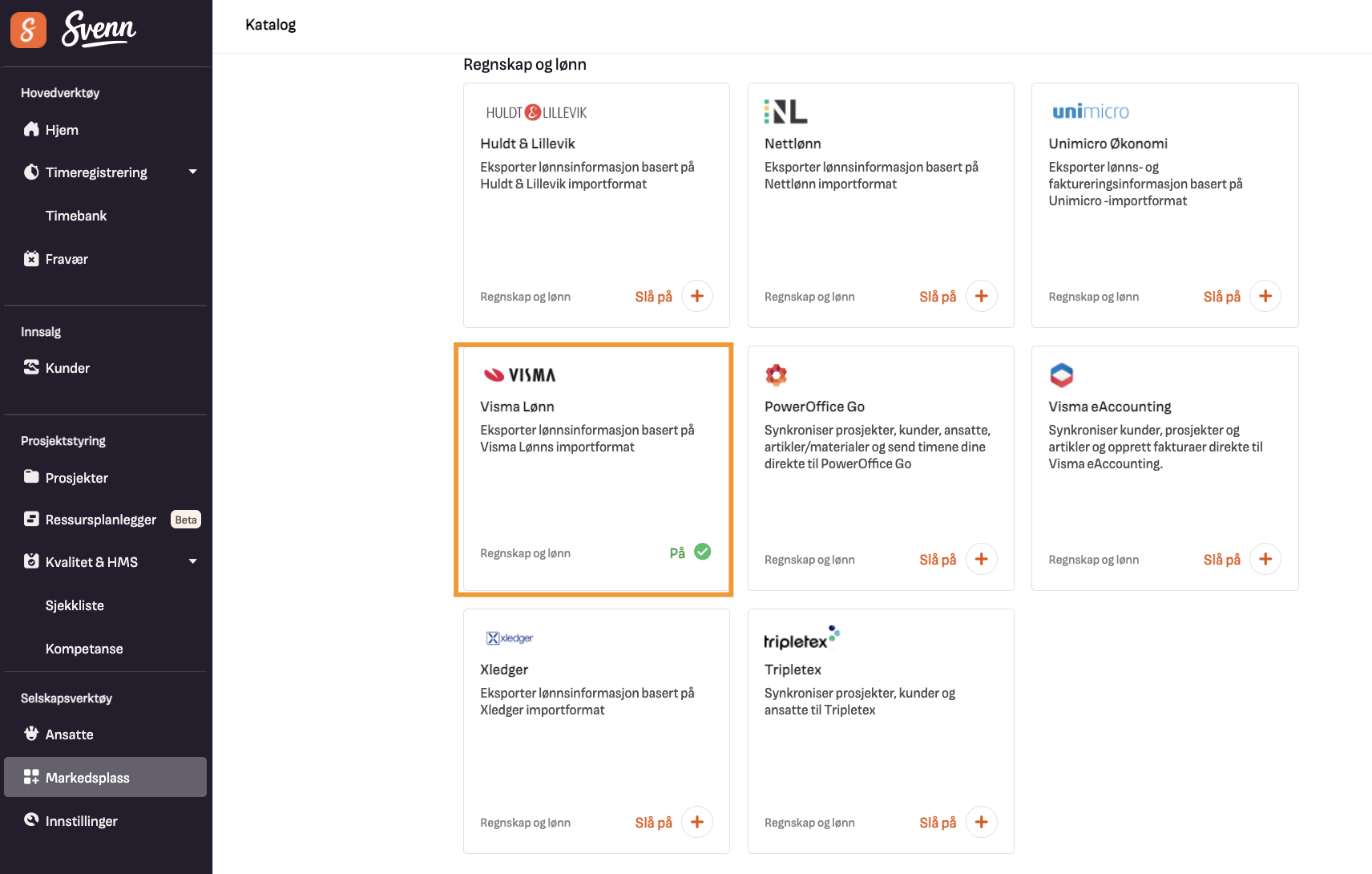 Integrasjon til Visma Lønn